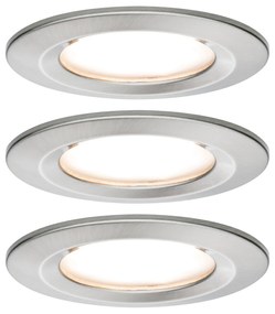 Paulmann 93873 Premium LED Slim Coin Satin, zápustná bodovka 3x6,8W LED 2700K stmívatelná, kartáčovaný kov, prům. 7,8cm, IP44