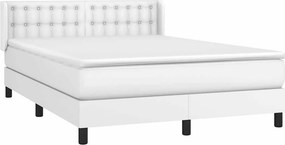 Box spring postel s matrací bílá 140x200 cm umělá kůže 3130782