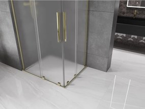 Mexen Velar L Duo, sprchový kout s posuvnými dveřmi 100 x 90 cm, 8mm sklo námraza, zlatá lesklá, 871-100-090-02-33-50