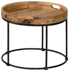 Konferenční stolek 50 x 40 cm masivní mangovník a ocel - Default Title