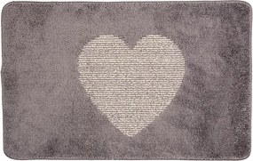 Šedá koupelnová předložka se srdíčkem - 78*48*1 cm