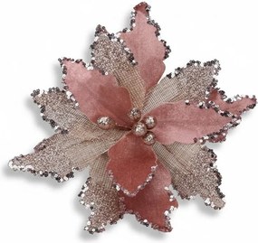 Vánoční retro růže na klipu – starorůžová 30 cm