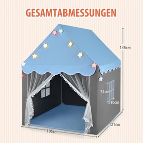 Costway Dětský stan na hraní s omyvatelnou podložkou, modrý