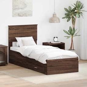 Rám postele Hnědý dub a stříbrná 75 x 190 cm Kompozitní dřevo 3410964