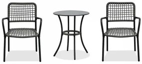 Zahradní set 1+2 stůl 60x60 židle umělý ratan kov antracit AZ-L1103 GREY
