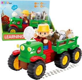 LEAN Toys Interaktivní vzdělávací traktor pro batolata – zvířátka, světla, zvuky