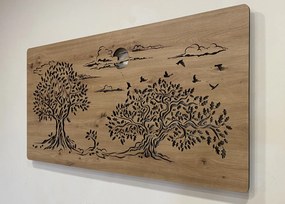 Li-Go "Tři duby" světelný obraz s baterií 120x60cm varianta: ovládání na obraze bez dálkového ovladače, provedení: bříza