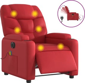 Elektrické masážní polohovací křeslo červené umělá kůže 3204656