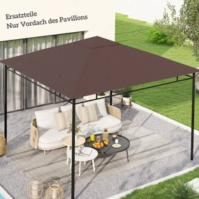 Outsunny náhradní střešní altán 2,93x2,93 m kryt altánu proti slunci z polyesteru v kávové barvě, ideální pro zahradu a terasu | Aosom.de