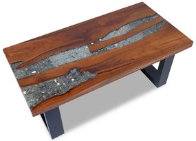 Konferenční stolek, teak a pryskyřice 100x50 cm - Default Title