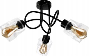 BERGE LED lustr stropní svítidlo 3xE27, skládací skleněný čtverec, průhledné