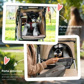Skládací kočárek pro malé psy PawHut s brzdami na kolech, držákem na nápoje, úložným prostorem, 3 okny a 360° předními koly, pro domácí mazlíčky do 1…