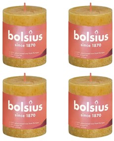 Bolsius Rustikální válcové svíčky Shine 4 ks 80 x 68 mm medově žluté