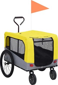 vidaXL Vozík pro psa za kolo a na běhání 2 v 1 modrý a šedý [92442] Barva: žlutá a šedá