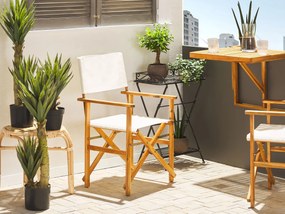 Sada 2 zahradních židlí a náhradních potahů světlé akáciové dřevo/vzor listů CINE Beliani