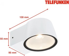 TF 323006TF TELEFUNKEN LED venkovní nástěnné svítidlo, IP54 voděodolné a prachotěsné, bílý hliník - BRILONER