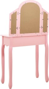 Toaletní stolek se stoličkou růžový 65x36x128 cm pavlovnia MDF 289335