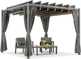 Antracitová pergola Paros 3x3 m s moskytiérou a závěsy Garden Point