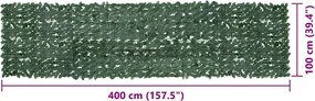 Balkónová zástěna s tmavě zelenými listy 400 x 100 cm 315488
