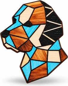AMADEA Dřevěná brož barevná - motiv hlava psa, 6x5 cm, český výrobek
