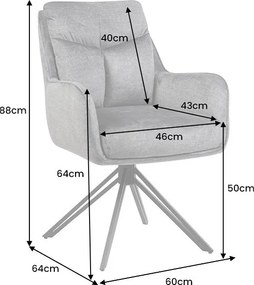 Designová otočná židle Brock šedý samet