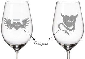 Dekorant svatby Svatební sklenice na bílé víno ANDĚL ĎÁBEL 350 ML 2KS
