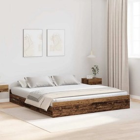 Rám postele s úložným prostorem s čelo Staré dřevo 200 x 200 cm 3335267