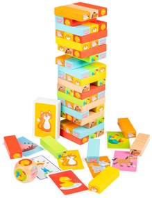 Dřevěná věž Jenga se zvířátky