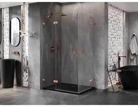 Mexen Lunar Duo výklopný sprchový kout 100 x 80 cm, 8mm čiré sklo, profil měděná matná, 834-100L-080P-65-00