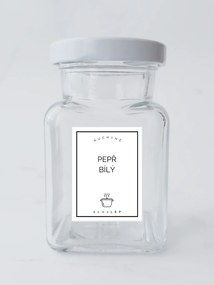 Samolepka na kořenky PEPŘ BÍLÝ bílá 3 × 4 cm základní písmo