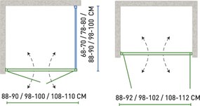 Novoterm Dvoukřídlé otevíravé sprchové dveře NV-Solid DDP CHR 110, chrom/transparent - bez vaničky