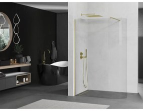 Mexen Kioto, sprchová zástěna Walk-In 140 x 200 cm, 8mm čiré sklo, zlatý matný profil, 800-140-101-55-06