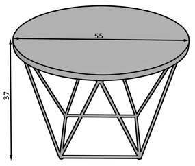 ADRK Konferenční stolek LIAM G-B 55, černá/zlatá