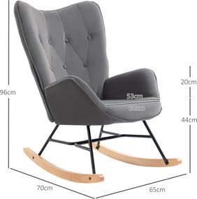 HOMCOM houpací křeslo s ocelovým rámem, čalouněné křeslo, sametový polyester, pohodlné sedadlo do obývacího pokoje | Aosom.de