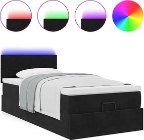 Osmanská postel s matrací &amp; LED černá 80x200cm samet 3312586