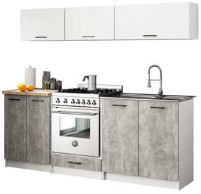 Kuchyňská sestava 200 cm Ozara V (bílá + beton). 1071176