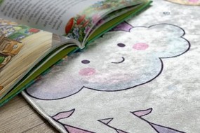 Dětský koberec protiskluzový BAMBINO 61400 krémový / růžový kruh