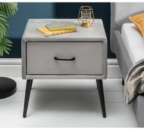 Massive home | Luxusní noční stolek ze sametu šedý Famous 40032