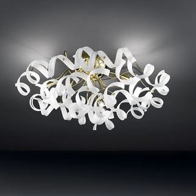 Metal Lux 205.380.02 Astro White, stropní designové svítidlo v průměru 80cm, 6x40W, bílé sklo, zlato 24K