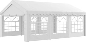 Outsunny Party Gazebo Carport 6x4m Pergola Skládací Pavilion 4 Boční Panely Okna Anti-UV pro Akce a Svatby Ocel PE Bílý | Aosom