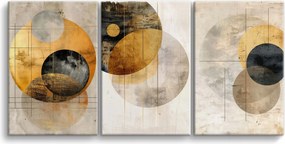 Obrazy na plátně Triptych Abstrakce Geometrie Zlato Béžová Glamour 60x120