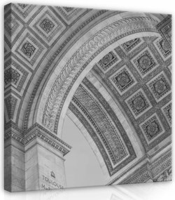 Obraz 80x80 Vítězný oblouk Paříž architektura detail socha ornament černá