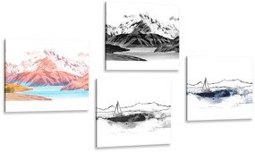 Set obrazů magická krajina ve stylu malby - 4x 60x60 cm