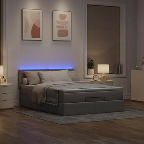 Osmanská postel s matrací &amp; LED Taupe 140x200 cm Látka 3312316
