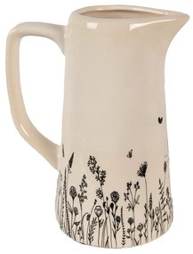 Béžový keramický džbán s lučními květy Flora And Fauna M - 16*11*20 cm