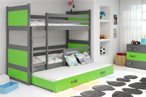 BMS Group Dětská patrová postel Rico 3 - Grafit/zelená - 190x80