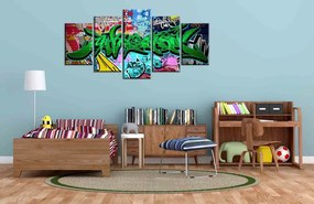 Malvis ® Pětidílný obraz graffiti greenery Velikost: čtyřdílné panorama - 140x35 cm