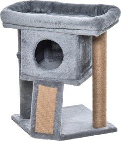 PawHut Škrabací sloupec 57 cm Malý kočičí strom s kočičí jeskyní, odpočinkovou platformou, škrabacím sloupem se škrabacím podložím, hracím míčem, koči