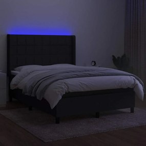 Box spring postel s matrací a LED černá 140x200 cm textil 3138319