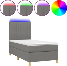 Box spring postel s matrací a LED tmavě šedá 90x200 cm textil 3135566